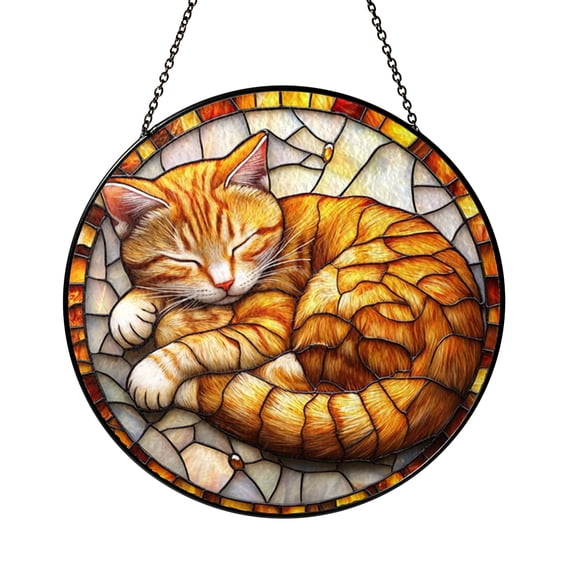 Relaxing Cat Round Window Hanging Art2101 - Walmart.com