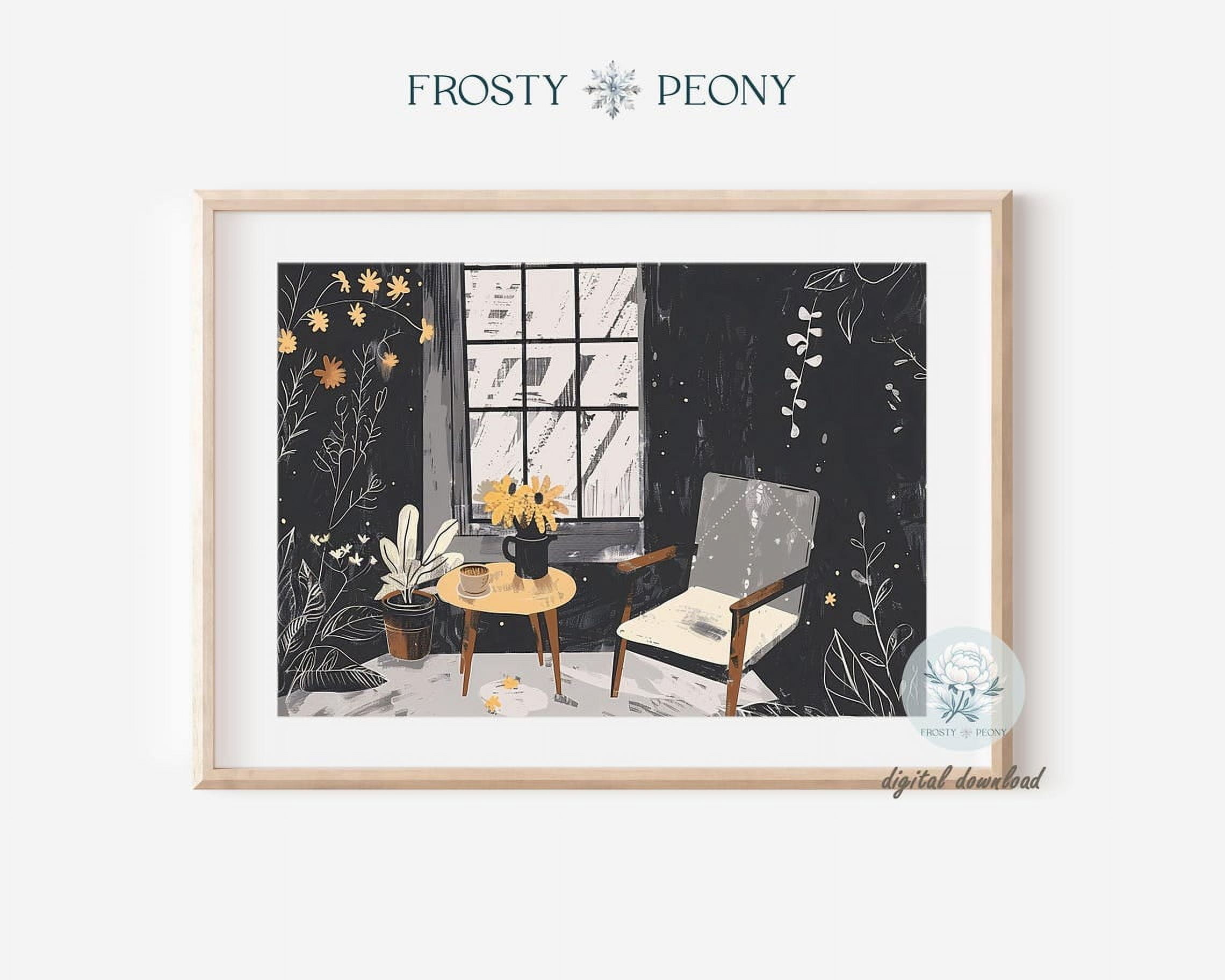 Relaxing Coffee Corner Art Print, Cozy Coffee Nook Wall Decor, Flowers ...