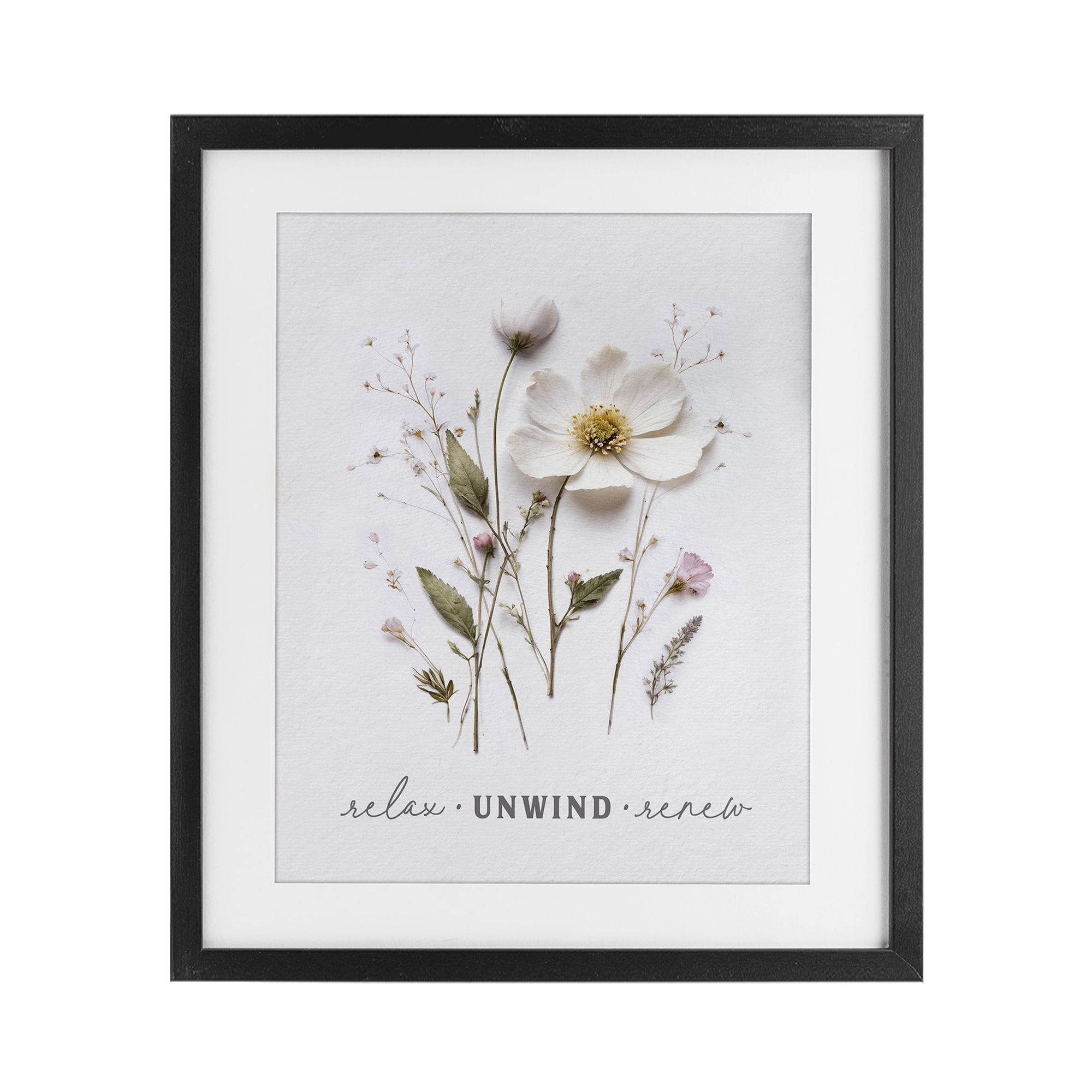 Relaxing Pressed Flowers Black Framed Print Under Glass, design by ...