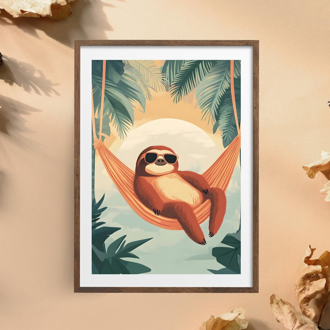 Relaxing Sloth In Hammock Poster, Tropical Slothcute Sloth With ...