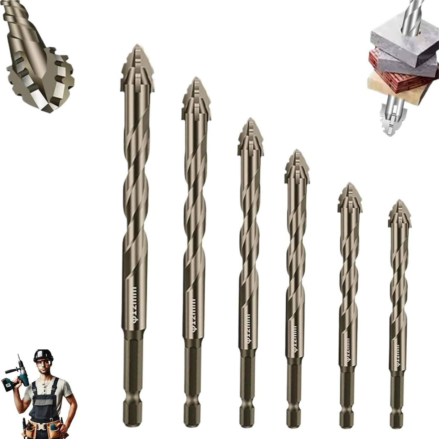 Relaxrich Drill Bits, Multifunctional Wear-Resistant Masonry Drill Bit ...