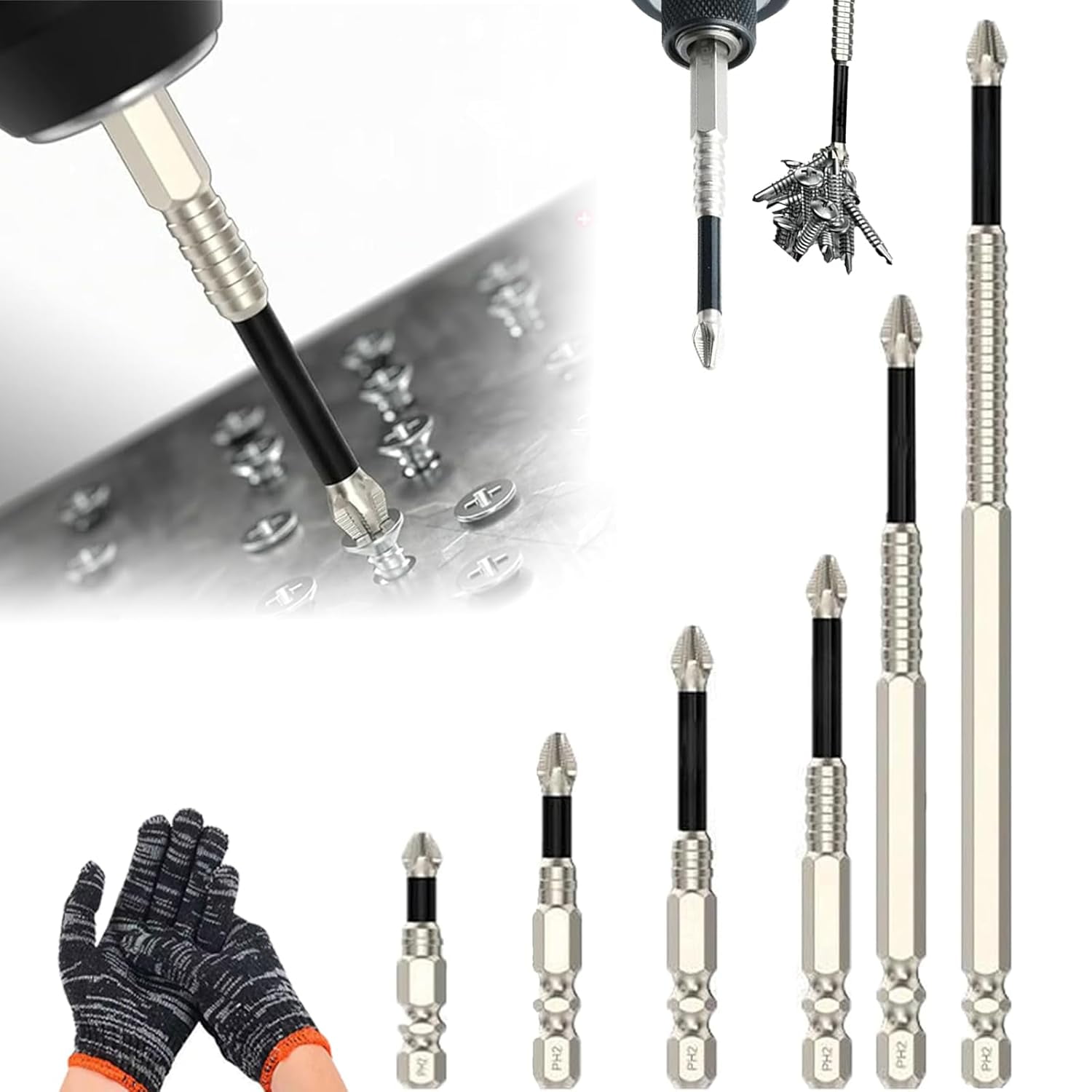 Relaxrich Drill Bits, Strong Magnetic Durability Screwdriver Drill Bit ...