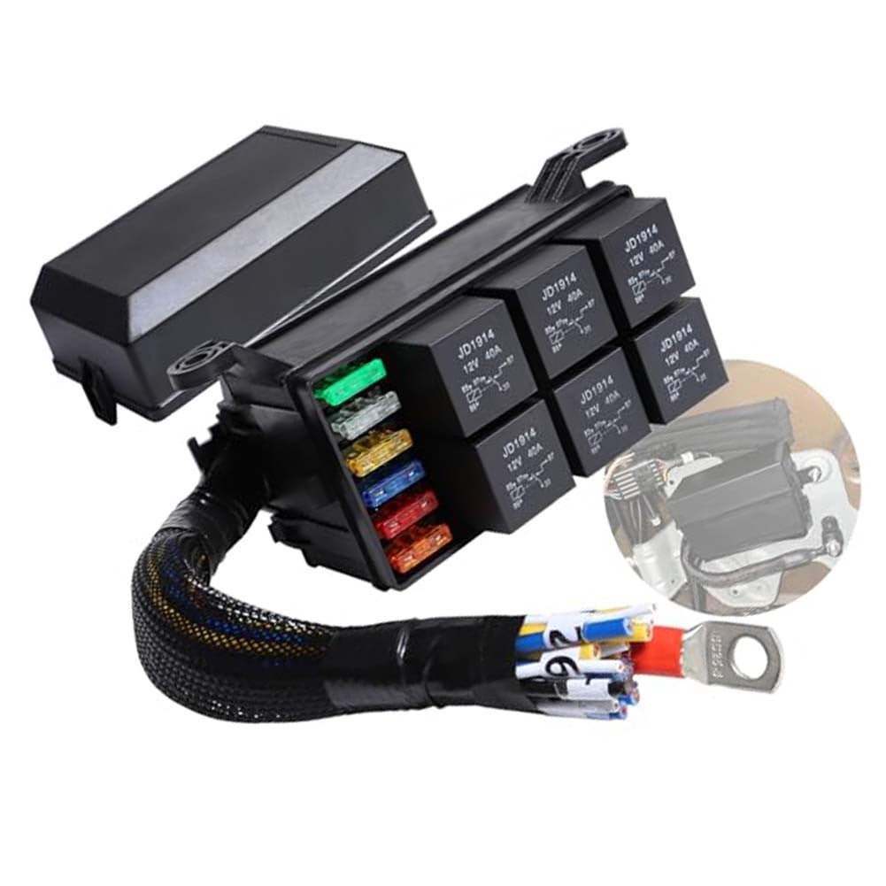 Relay Box 6 Way Fuse Box 12 Awg Pre-Wired Waterproof 6 Slot Atc/Ato ...