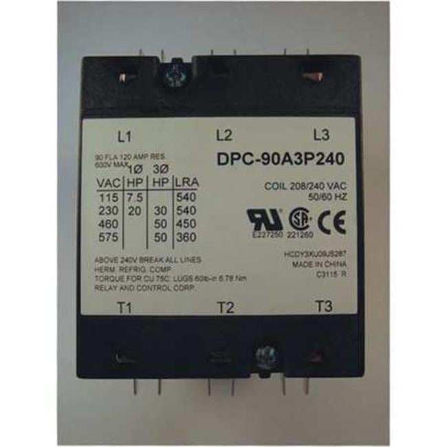 Relay & Control DPC-90A3P240 Definite Purpose Contactor, 90 amp, 3 Pole 208-240 V - Walmart.com