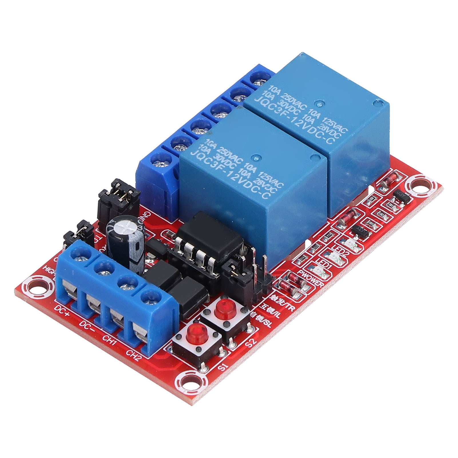 Relay Module 2 Channel Button Self Locking Interlock High Low Level ...