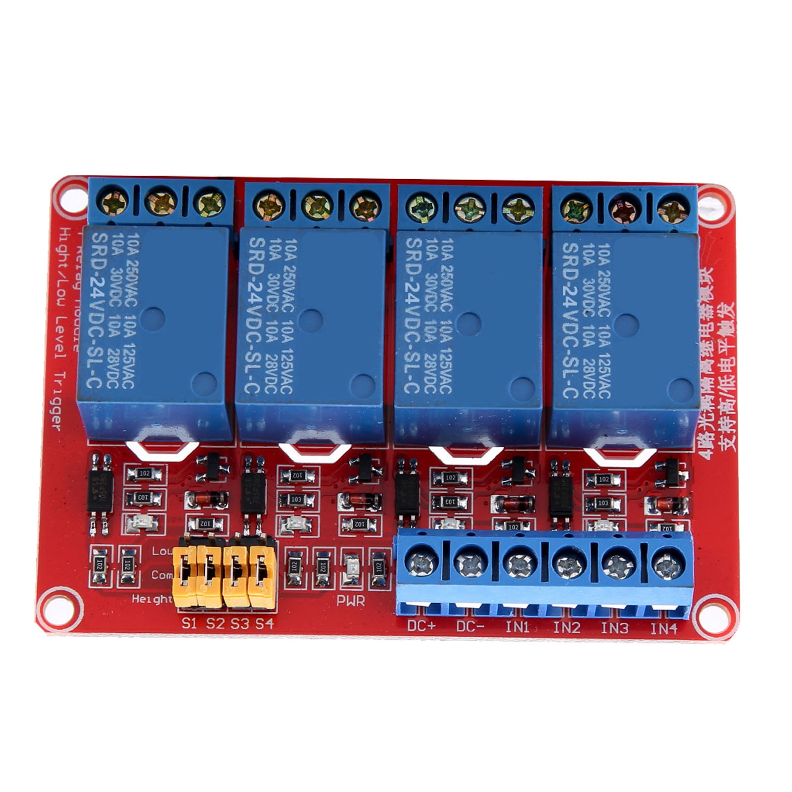 Relay Module,4 Channel Optocoupler Relay Module Board High & Low ...