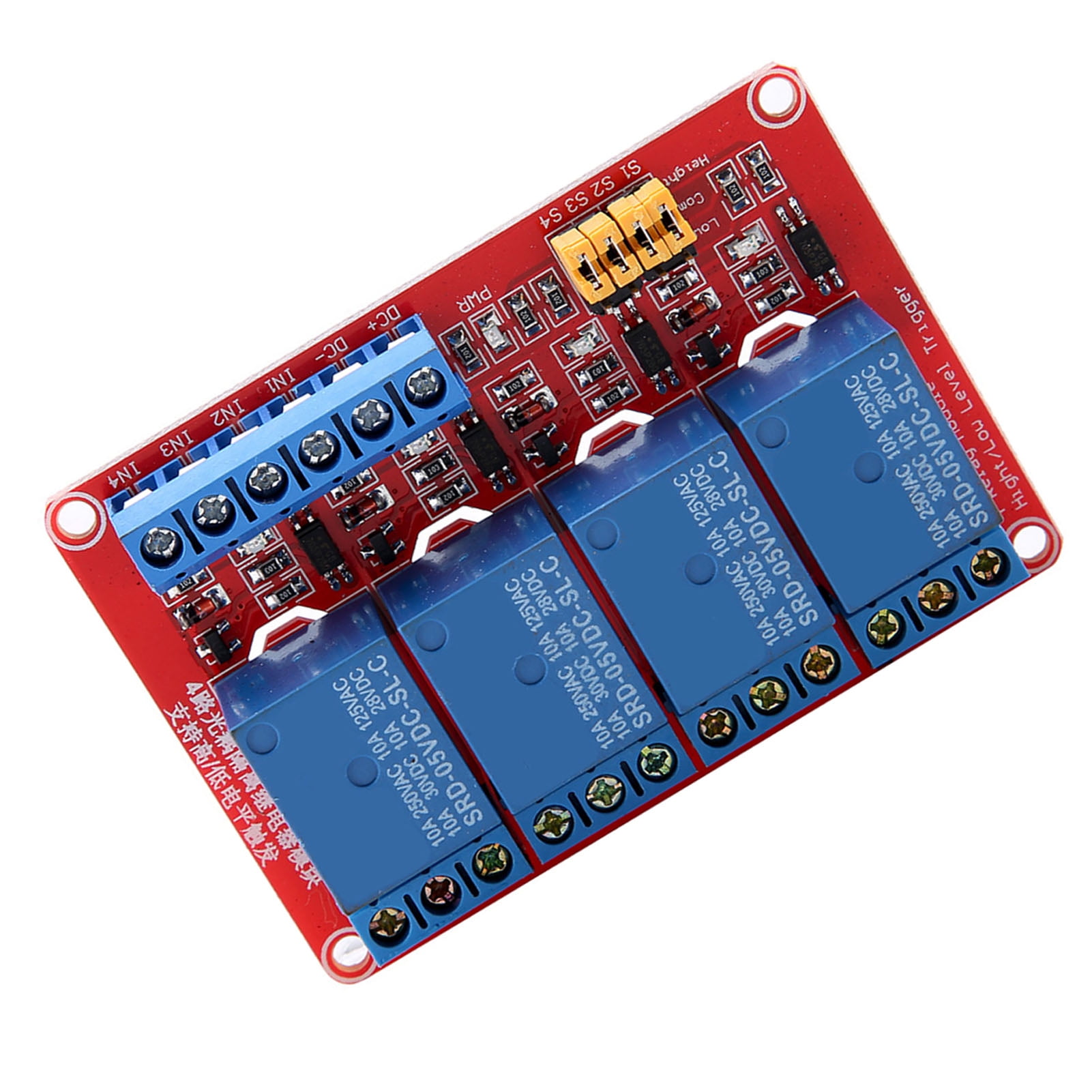 Relay Module,4 Channel Optocoupler Relay Module Board High & Low ...