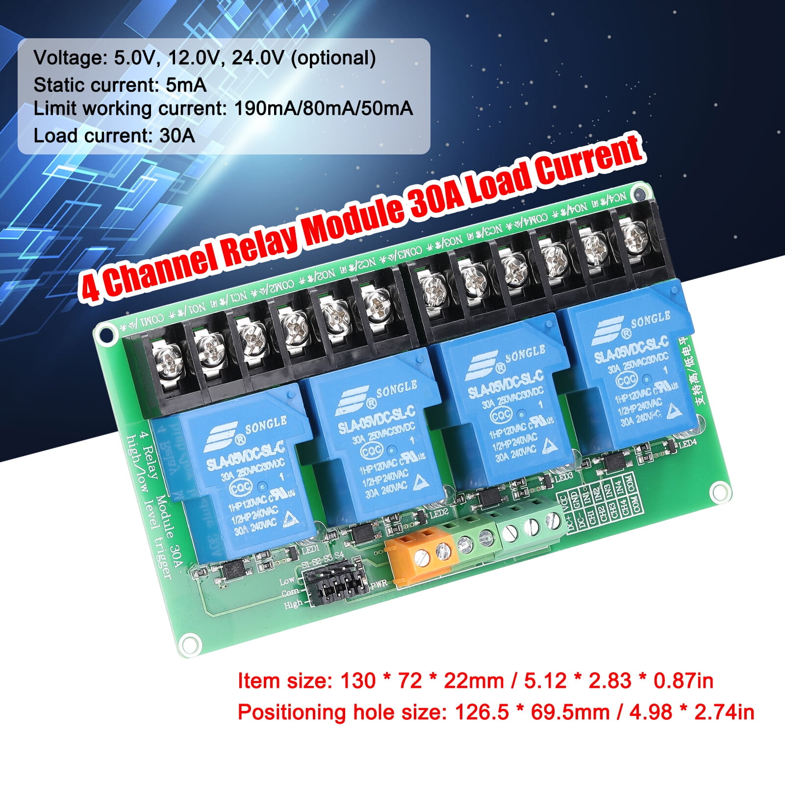 Relay Module,And Low 5v 12volt 24volt Optional 30a Load With Relay 30a ...