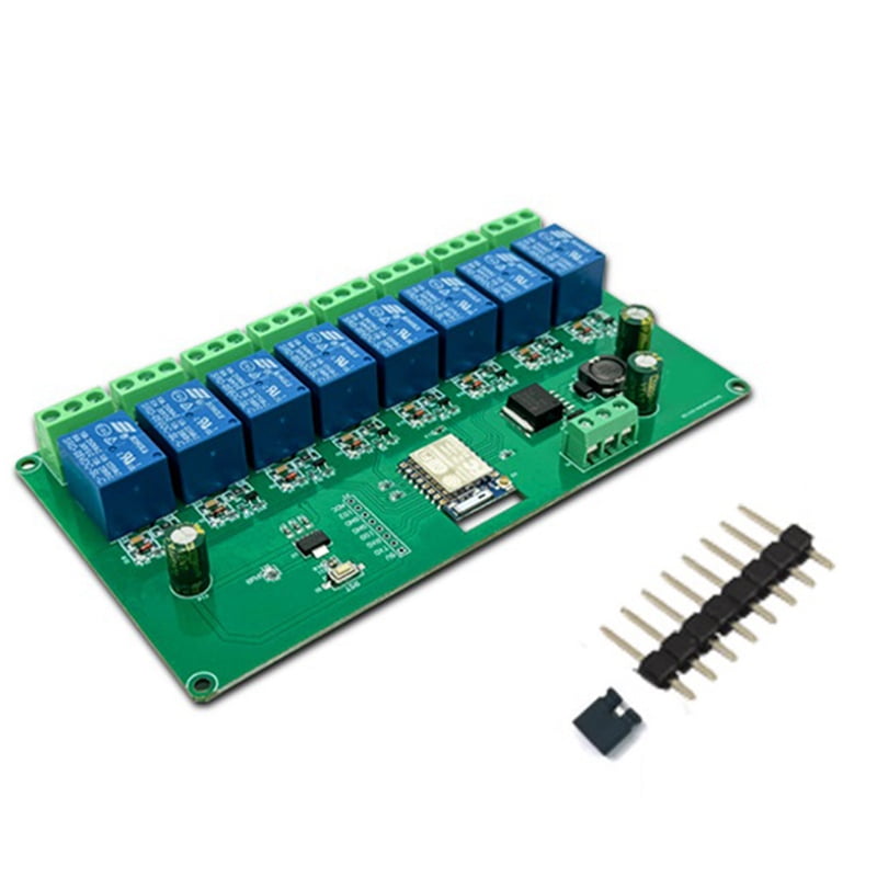 Relay Module ESP-07 8 Way WIFI Module 5V/7-28V Power Supply ESP8266 ...