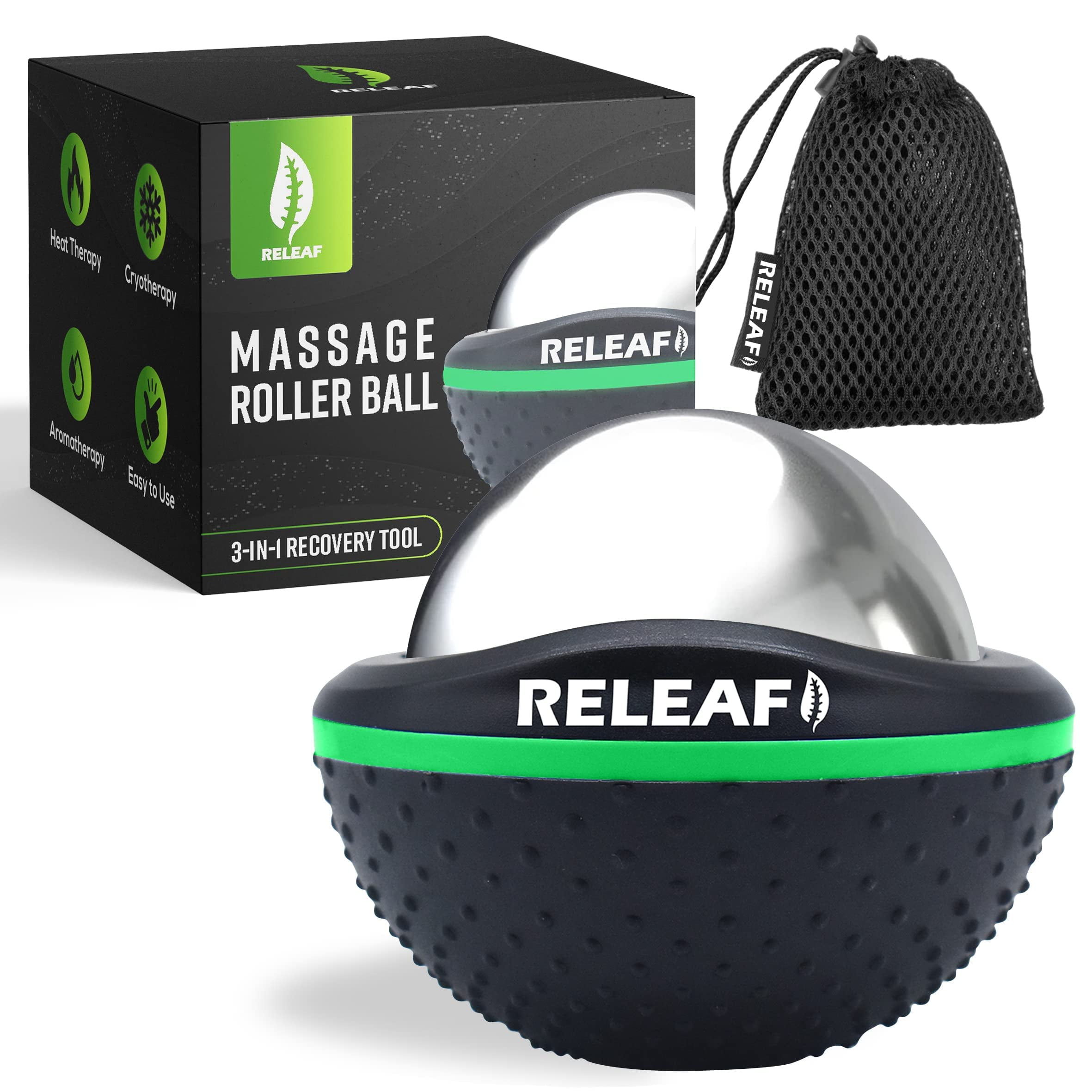 Releaf Ice Massage Roller Ball - Cold & Hot Therapy for Myofascial ...