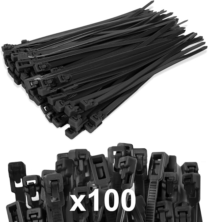Releasable Cable Ties [100 Pack] – Self-Locking, Durable, and Reusable ...