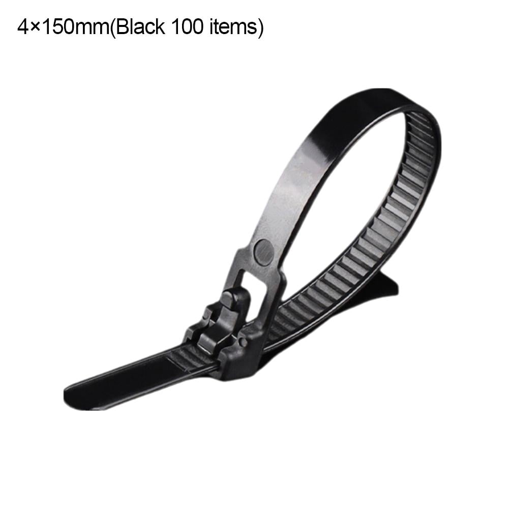 Releasable Cable Ties Reusable Black Natural Nylon Plastic Zip Tie ...