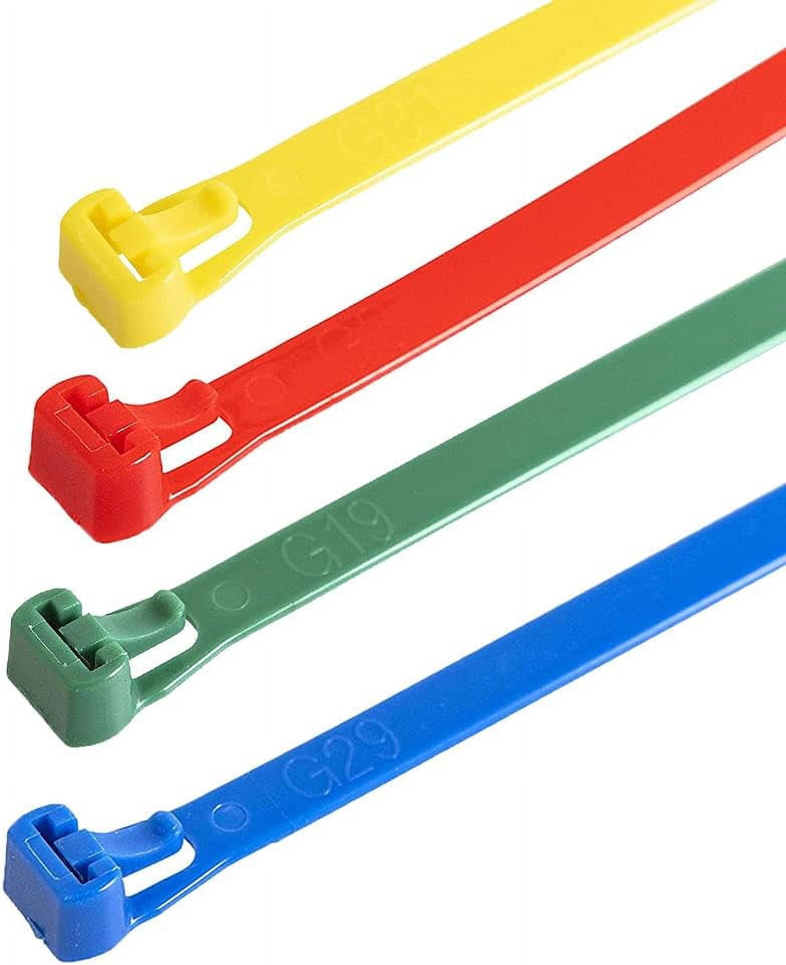 Releasable Reusable Colour Cable Ties Blue Green Red Yellow 7.6mm x ...