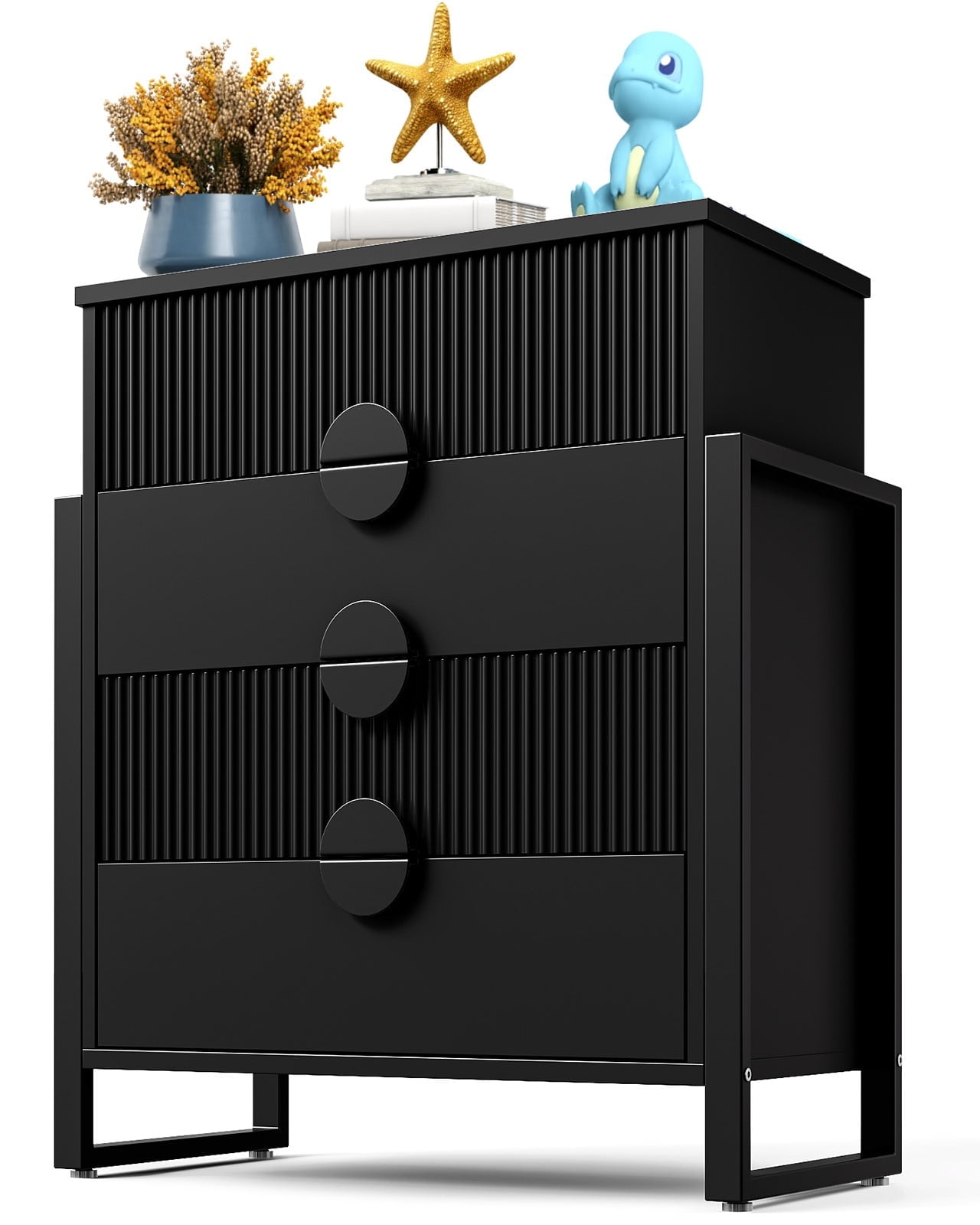 Relefree 4 Drawer Dresser for Bedroom, Tall Fluted Dresser Chest of ...