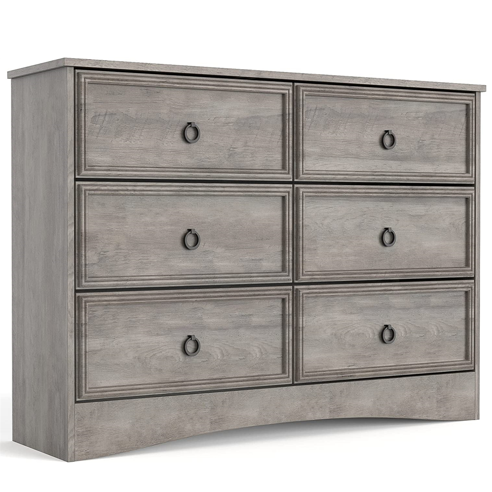 Relefree 6 Drawer Double Dresser, Modern Wood Horizontal Cabinet Dresser Chest of Drawers for ...