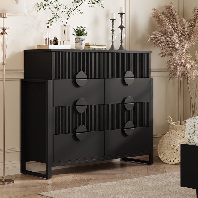Relefree 8 Drawer Dresser for Bedroom, Fluted Double Dresser Chest of ...