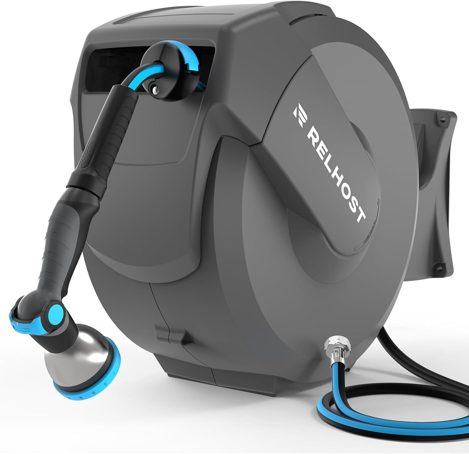 Relhost Retractable Garden Hose Reel 65 ft x 1/2 in, Heavy Duty Hose ...