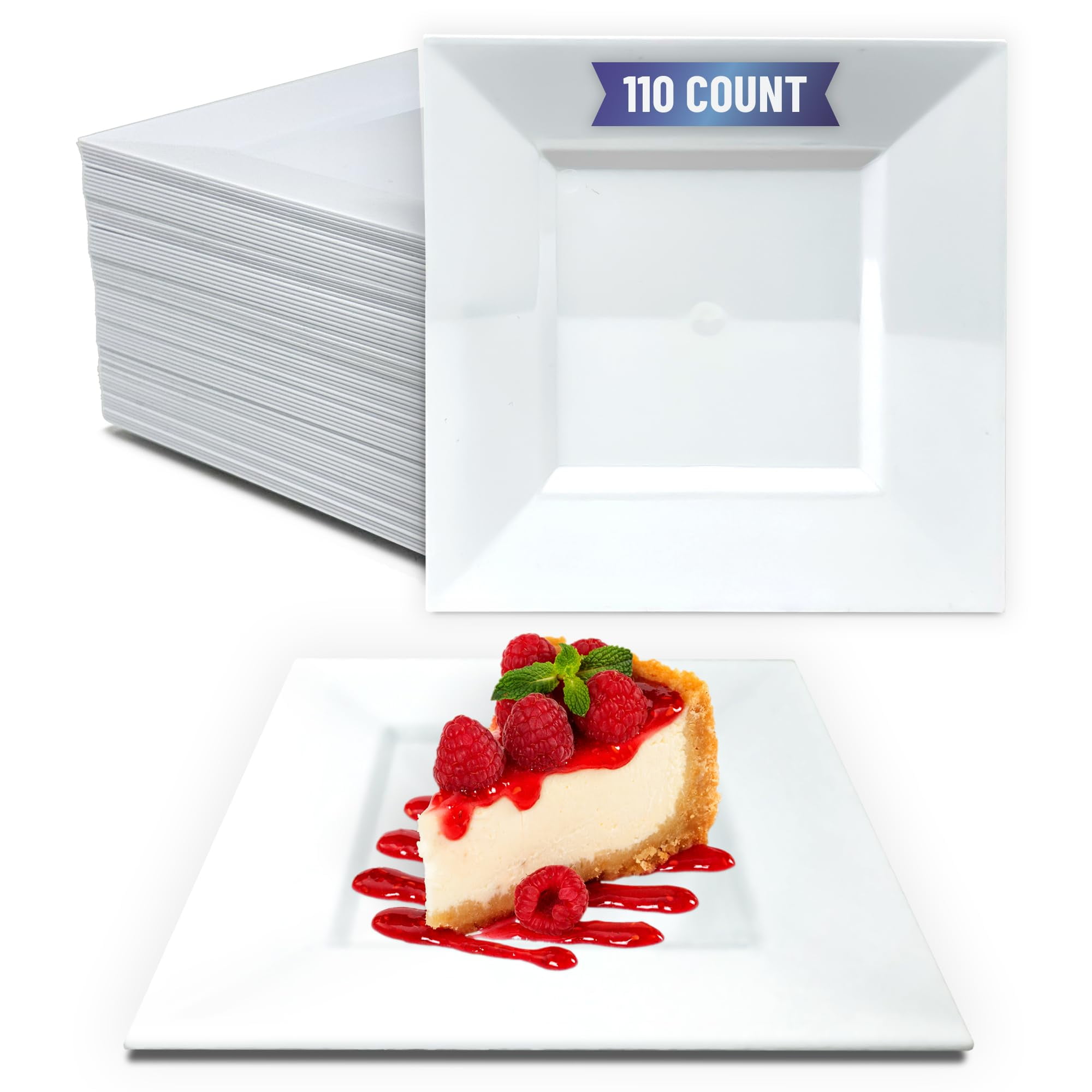 Reli. 110 Pcs Square Plastic Plates AFN1Disposable | 6.5" White ...