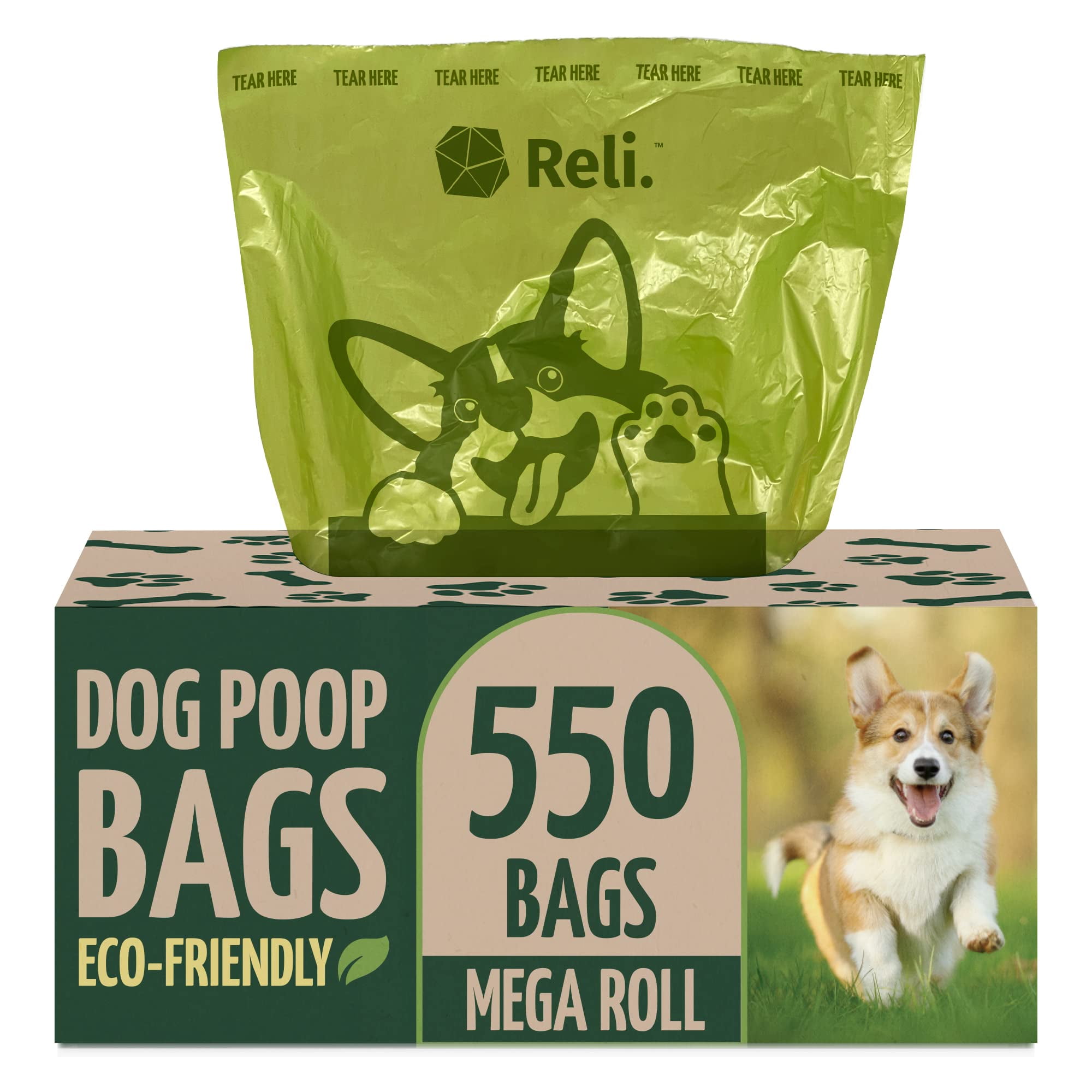 Reli. Biodegradable Dog Poop Bags (550 Count, Bulk) (Large Single Roll ...