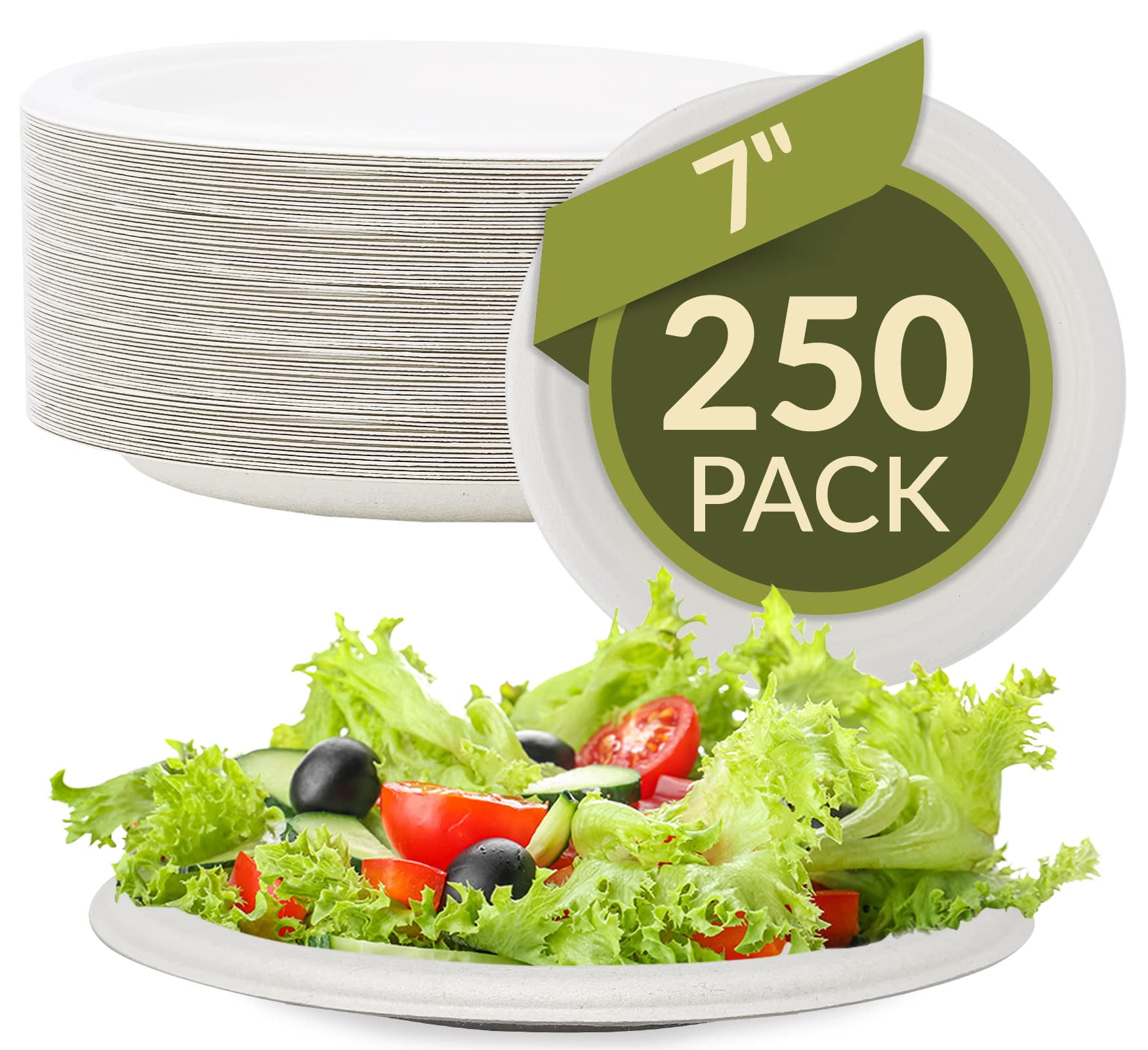 Reli. Compostable Paper Plates 7 HYZ01 Inch (250 White Disposable ...