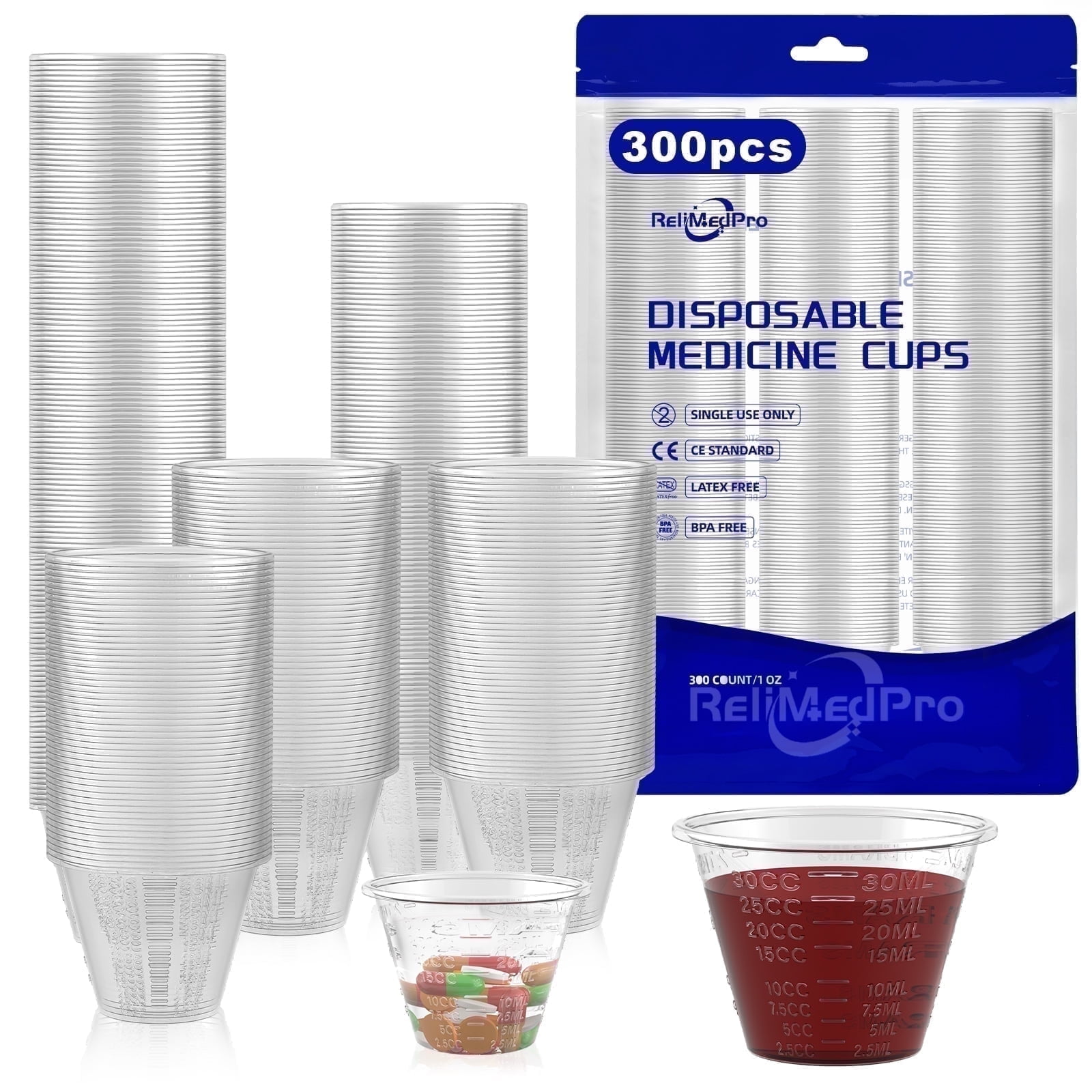 ReliMedPro Disposable Medicine Dosing Cups Graduated, pack of 300, 1 oz ...