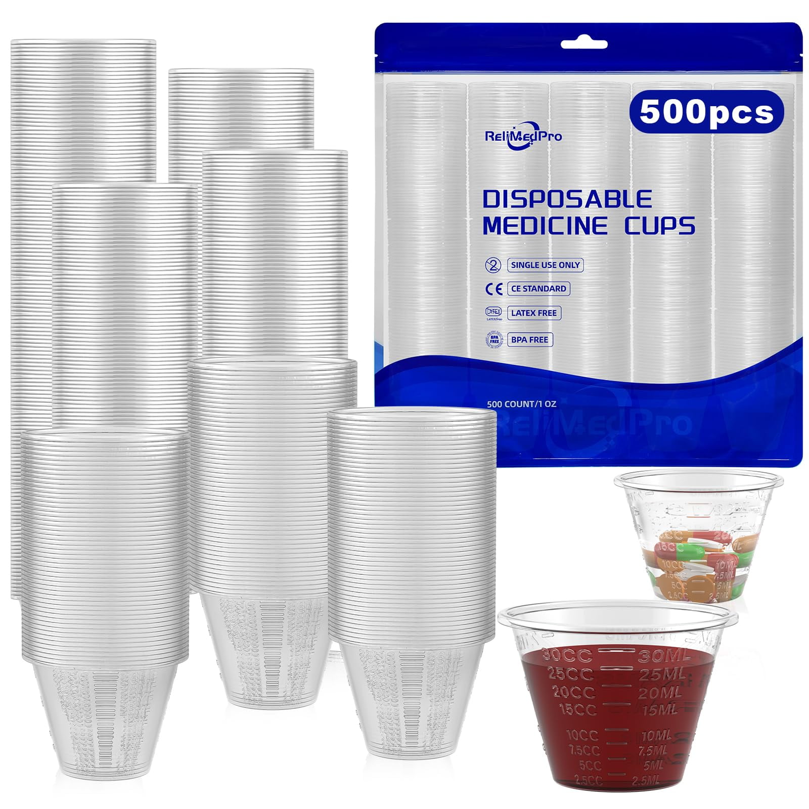 ReliMedPro Disposable Medicine Cups Graduated, Bulk Pack of 500, 1 oz ...