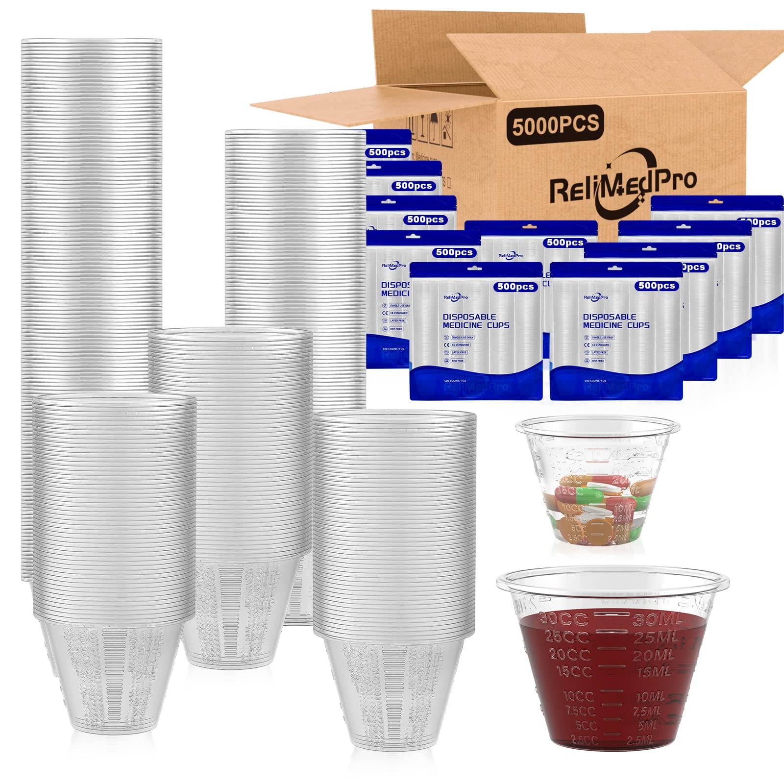 ReliMedPro Disposable Medicine Dosing Cups Graduated, Pack of 5000, 1 ...