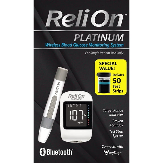 ReliOn Platinum Blood Glucose Monitoring System HSA/FSA Eligible ...