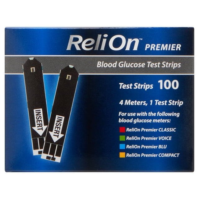 ReliOn Premier Blood Glucose Test Strips, 100 Count - Walmart Business ...