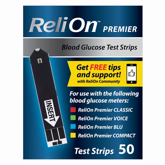 ReliOn Premier Blood Glucose Test Strips, 50 Count – Diabetes Blood ...