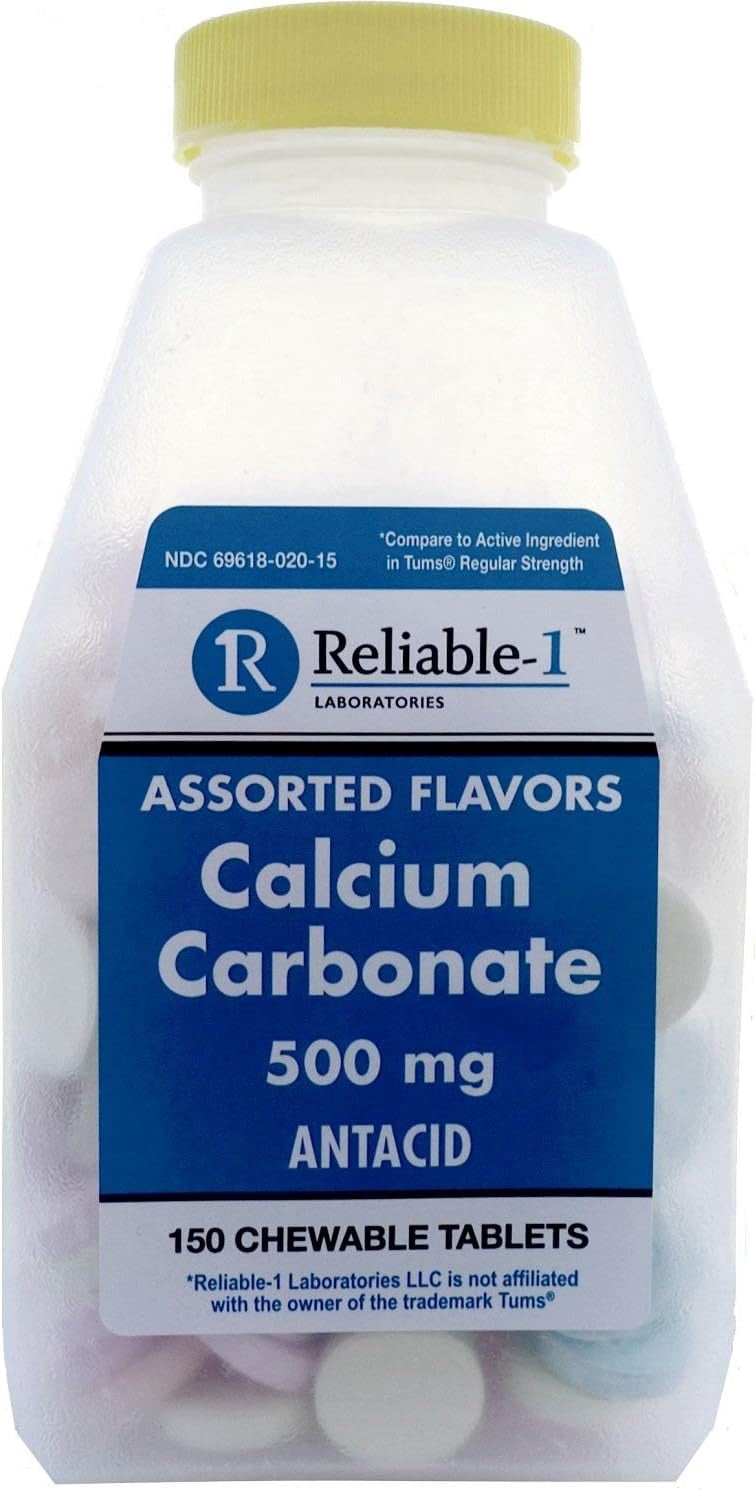 Reliable1 Calcium Carbonate 500mg Antacid - 150 ct HSA/FSA Eligible ...