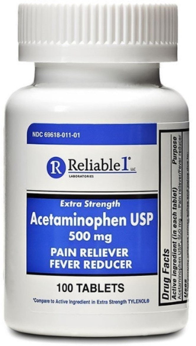 Reliable 1 Extra Strength Acetaminophen USP 500 mg Tablets, 100 Ea ...