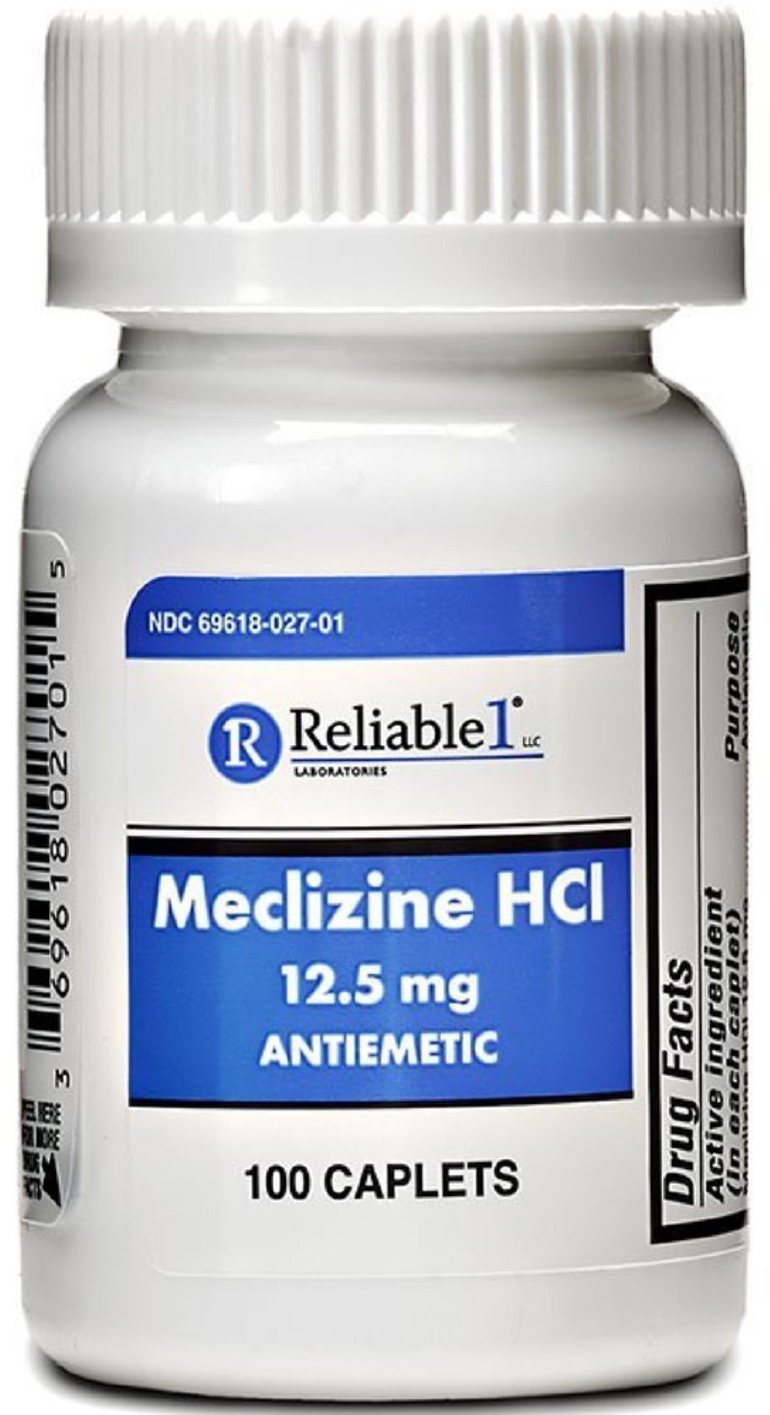 Reliable 1 Meclizine HCL 12.5mg, OTC Nausea Relief, 100 Caplets ea ...