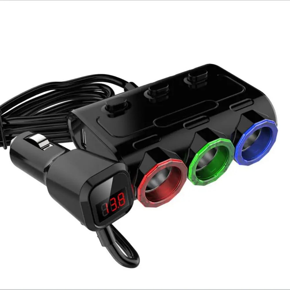 Reliable 3 Way Car Lighter Socket Splitter with Dual USB Power ...