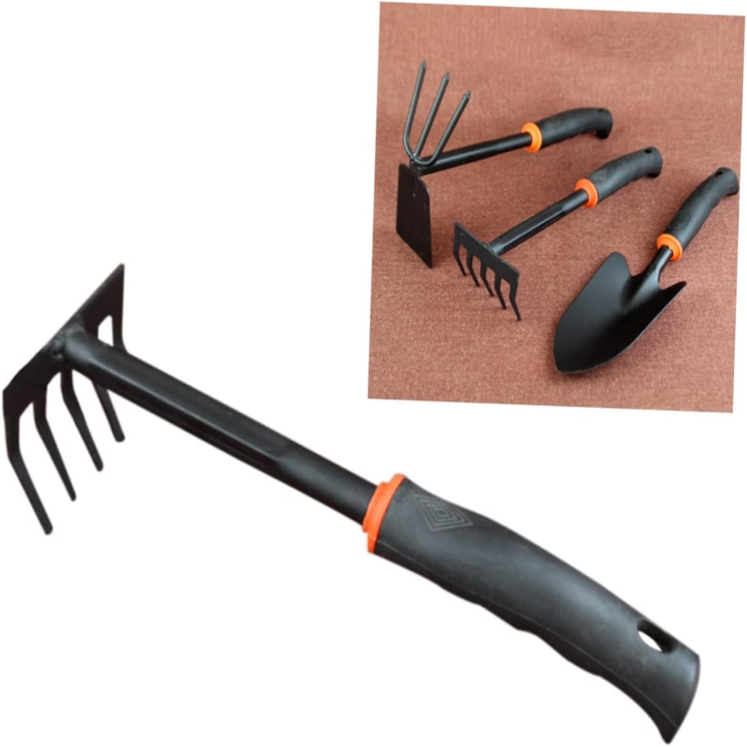 Metal Household Hand Tiller and Rake Set for Gardening - Mini Garden ...