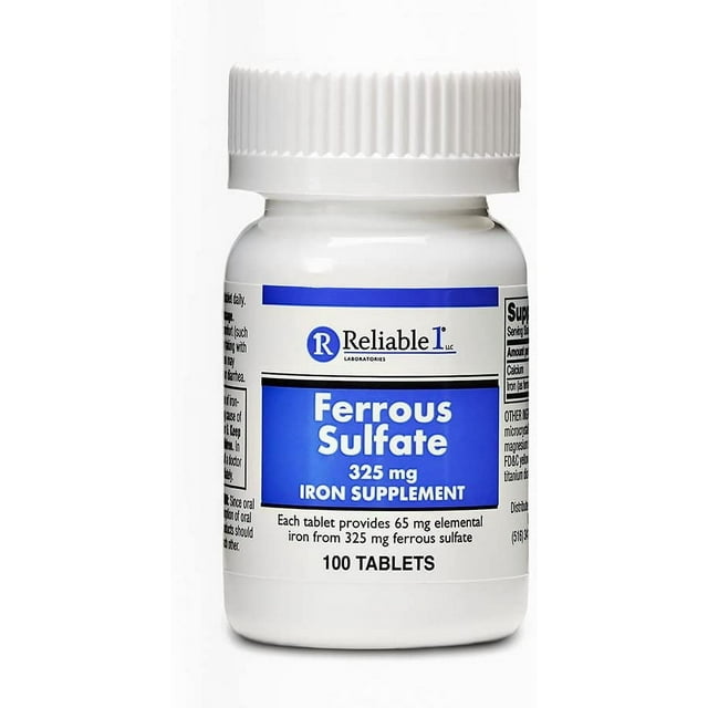 Reliable1 Labs 325 mg Ferrous Sulfate Iron Tablets, Contains Elemental ...
