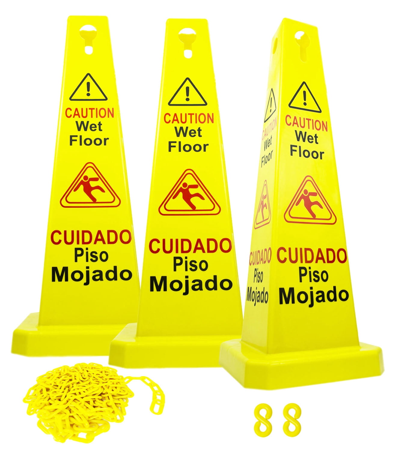 Reliable1st 3 Packs 26”Caution Wet Floor Cones Signs | Slippery Sign ...