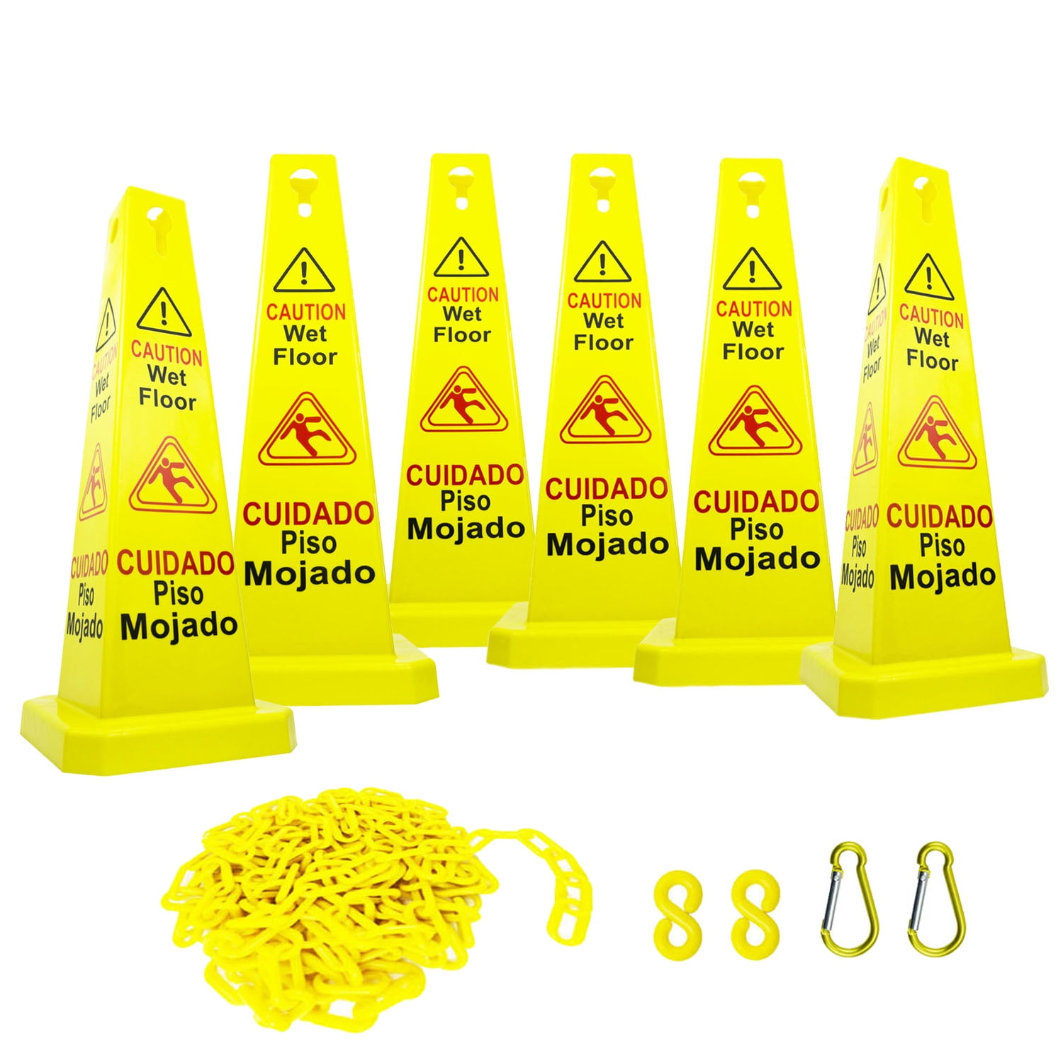 Reliable1st 6 Packs 26Caution Wet Floor Cones with 13 feet Yellow ...