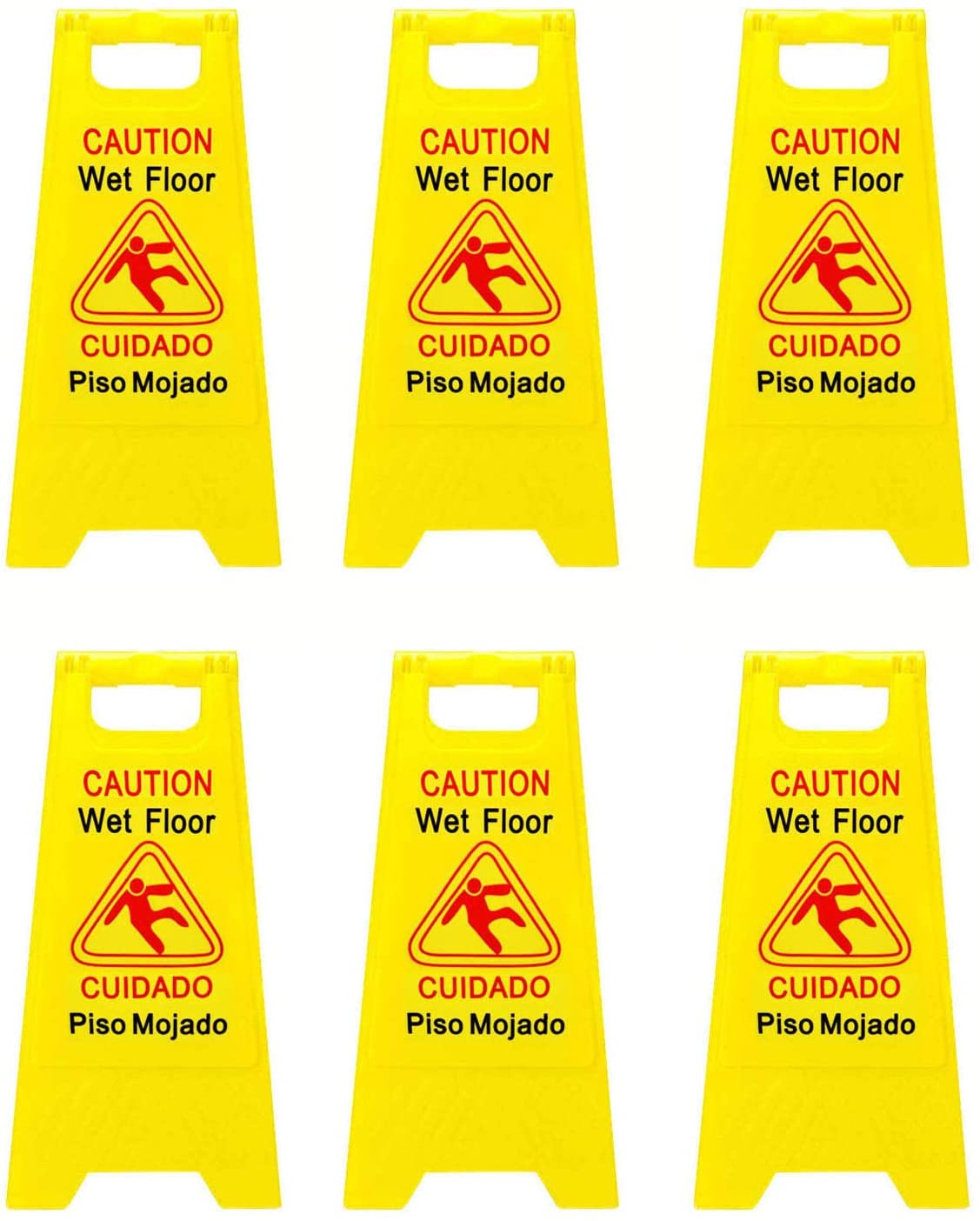 Reliable1st 6 Packs Caution Wet Floor Sign | 2-Sided Bilingual Sign ...