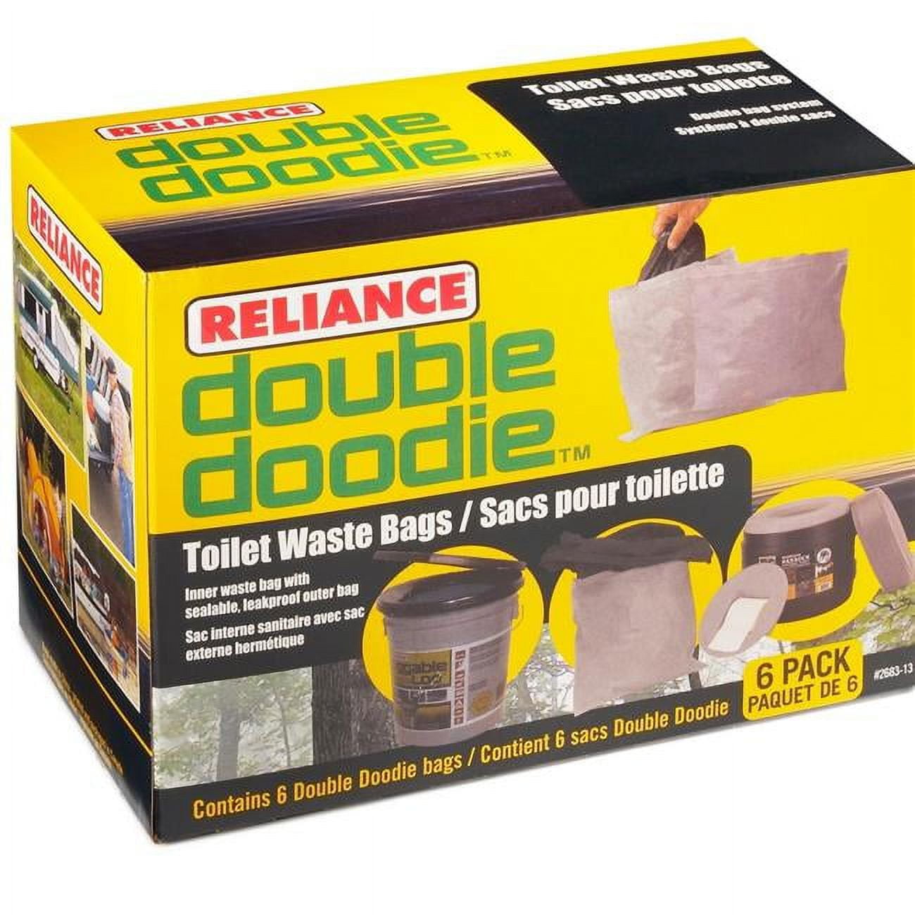 Reliance Outdoor Portable Double Doodie Toilet Waste Bag with Bio-Gel ...