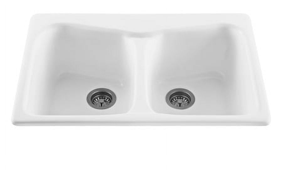 Reliance Whirlpools MTKS80-W Colonial Double Bowl Kitchen Sink White ...