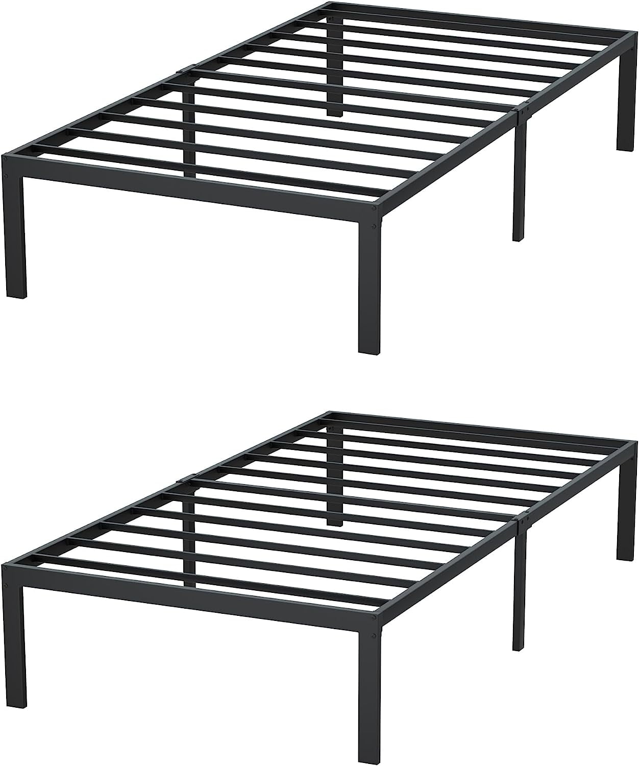 Reliancer Twin Bed Frame 14 Inch Platform Steel Slats Support with ...