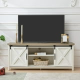 Reliancer Farmhouse TV Stand for TVs up to 65”, with Sliding Barn Doors ...