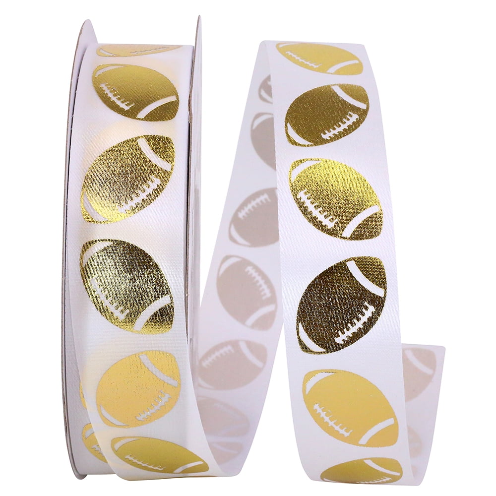 Reliant Ribbon - 0926-980-09C, Football Goal Ribbon, White/gold, 1-3/8 ...