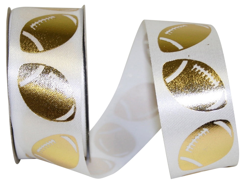 Reliant Ribbon - 0926-980-09J, Football Goal Ribbon, White/gold, 1-3/8 ...