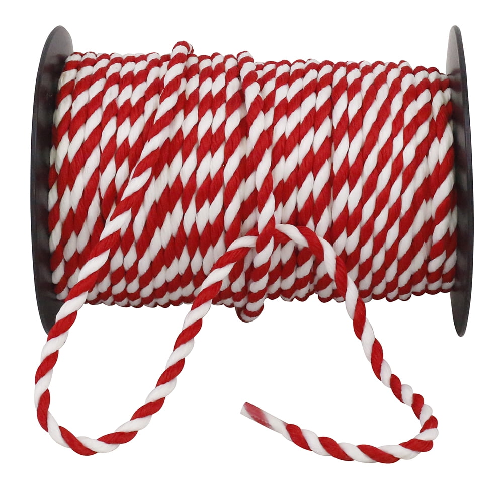 Reliant Ribbon - 25039-695-18K, Candy Cane Cord Ribbon, Red/white, 4 Mm ...