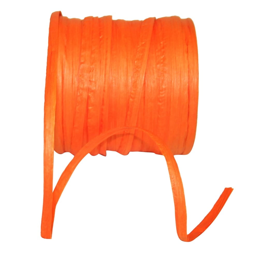 Reliant Ribbon - 25124-058-01C, Paper Raffia Ribbon, Orange, 1/4 Inch ...