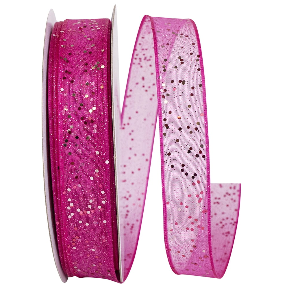 Reliant Ribbon - 25405W-222-03J, Sheer Sparkle Wired Edge Rd Ribbon ...