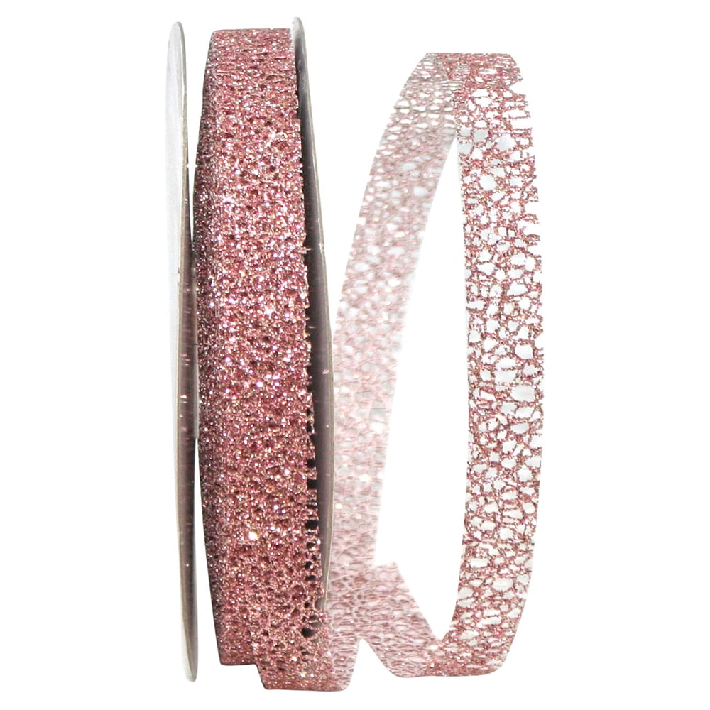Reliant Ribbon - 25757-699-03J, Glitter Web Mesh Ribbon, Rose Gold, 5/8 ...