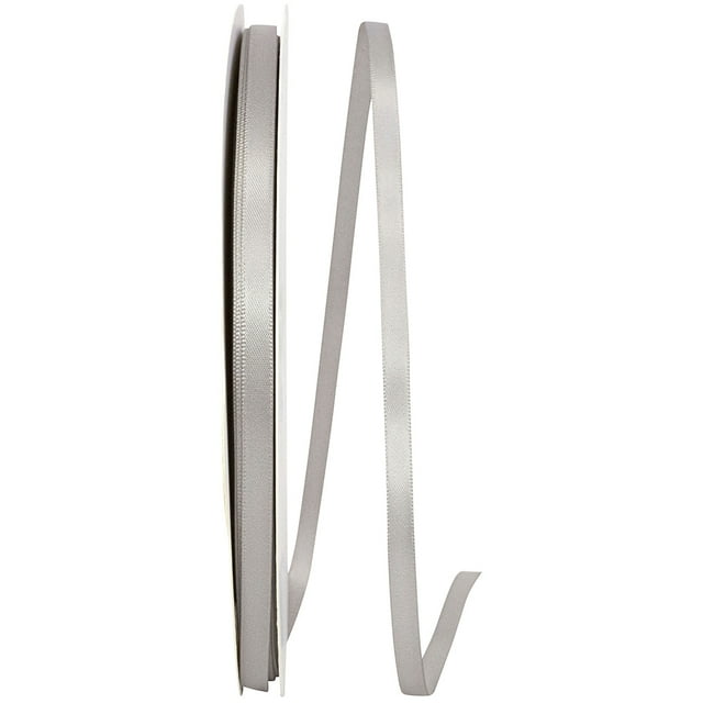 Reliant Ribbon - 4950-070-01C, Double Face Satin - Dfs Ribbon, Silver, 1/4 Inch, 100 Yards ...